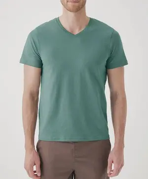 PACT Organic Softspun V-neck Tee Blue Spruce