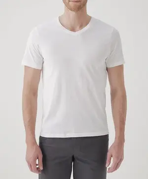 PACT Organic Softspun V-neck Tee White