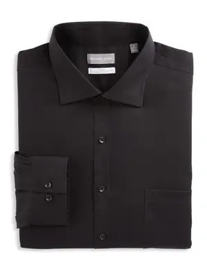 Michael Kors Solid Non-iron Stretch Dress Shirt - Black