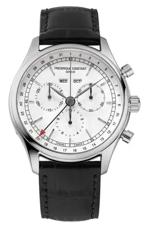 FREDERIQUE CONSTANT Classics Chronograph Leather Strap Watch