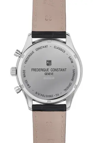 FREDERIQUE CONSTANT Classics Chronograph Leather Strap Watch - Silverone