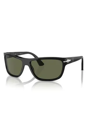 Persol 63mm Oversized Polarized Rectangular Sunglasses - Black