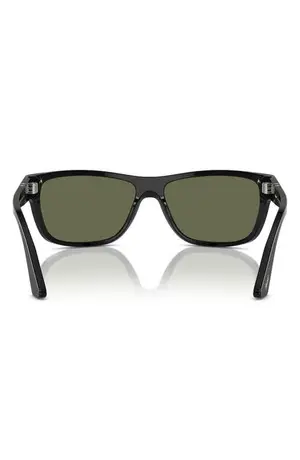 Persol 63mm Oversized Polarized Rectangular Sunglasses - Black