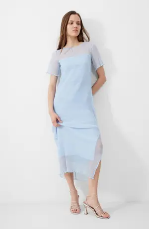 saskia sheer yoke midi dress French Connection Saskia Sheer Yoke Midi Dress - Cashmere Blue