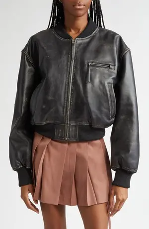 Women's Black Bomber Leather Jackets