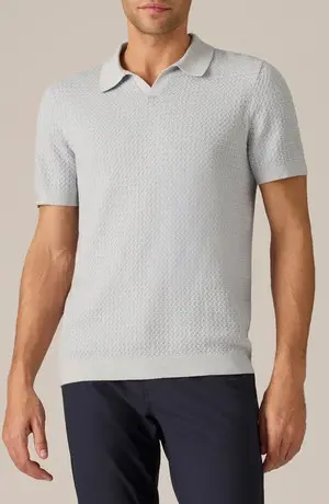 RHONE Johnny Collar Polo Sleet Gray/ Zen Blue