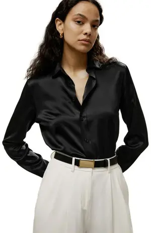 Lilysilk Tailored Button-down Silk Shirt - Black