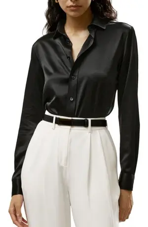 Lilysilk Tailored Button-down Silk Shirt - Black