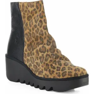 Fly London Baan Platform Wedge Bootie 019 Camel