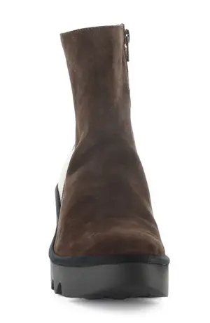 Fly London Baan Platform Wedge Bootie - Expresso/gold