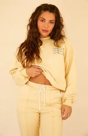DIPPIN DAISY'S Dippin Daisys DD Wave Long Sleeve Crewneck Vanilla