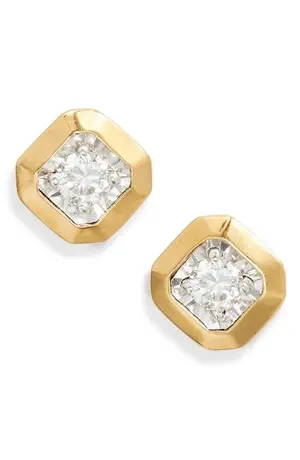 Monica Vinader Lab Grown Diamond Stud Earrings - 18ct Gold Vermeil/lab Dia