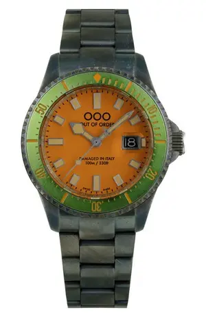 OUT OF ORDER OUT OF ORDER Casanova Swiss Movement Ultra Distressed Bracelet Watch Blue/ Green