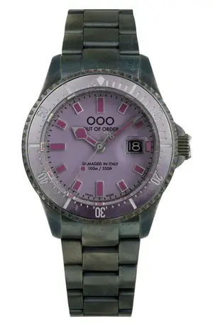 OUT OF ORDER OUT OF ORDER Casanova Swiss Movement Ultra Distressed Bracelet Watch Blue/ Light Purple