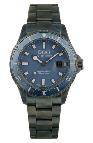 OUT OF ORDER OUT OF ORDER Casanova Swiss Movement Ultra Distressed Bracelet Watch Blue