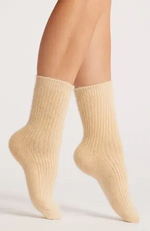 HIGH HEEL JUNGLE Cashmere Blend Cloud Crew Socks - Oat