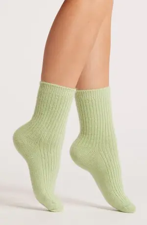 HIGH HEEL JUNGLE Cashmere Blend Cloud Crew Socks - Mint