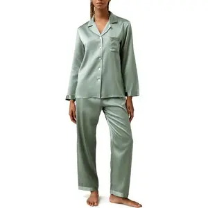 Lilysilk Full Length Silk Pajamas Set - Avocado Green