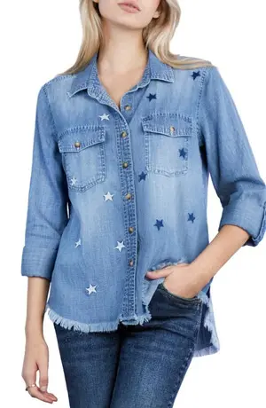BILLY T Embroidered Star Button-up Shirt