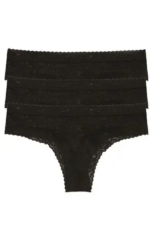 Natori Escape Lace Thong 3-pack - Black