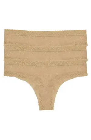 Natori Escape Lace Thong 3-pack Cafe