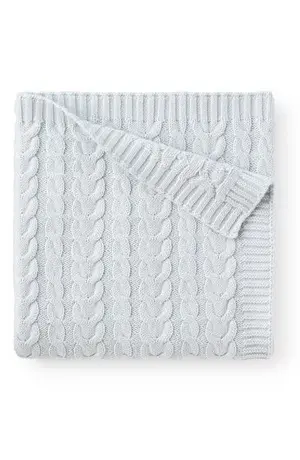 ELEGANT BABY Horseshoe Cable Knit Cotton Blanket - Pale Blue