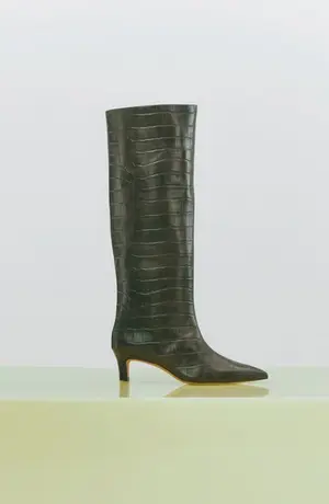 Nordstrom Dauphine Kitten Heel Knee High Boots - Black Croco
