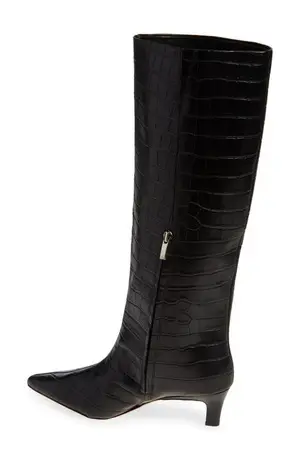 Nordstrom Dauphine Kitten Heel Knee High Boots - Black Croco