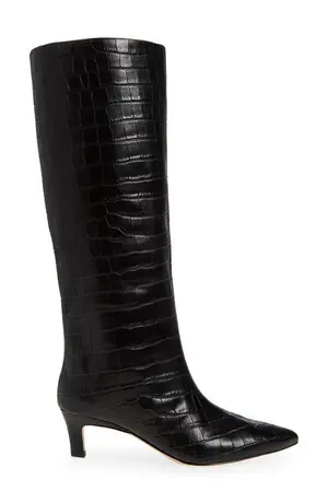 Nordstrom Dauphine Kitten Heel Knee High Boots - Black Croco