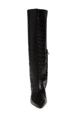 Nordstrom Dauphine Kitten Heel Knee High Boots - Black Croco