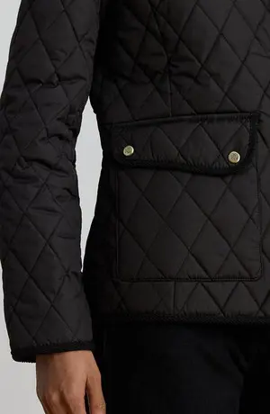 Ralph Lauren Quilted Jacket With Faux Shearling Collar - Black
