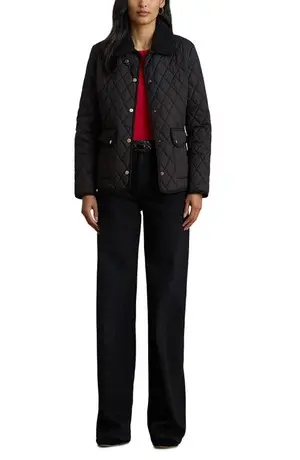Ralph Lauren Quilted Jacket With Faux Shearling Collar - Black
