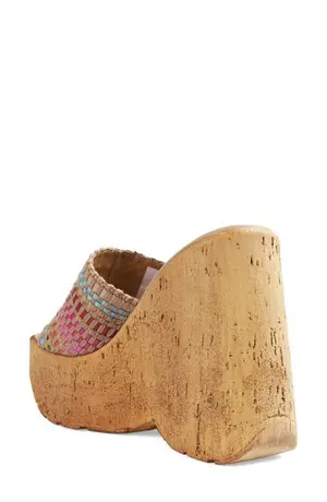 CANDIE'S Nelya Platform Wedge Sandal - Natural Raffia