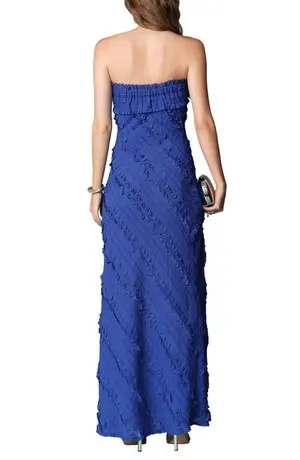 Endless Rose Ruffle Strapless Maxi Dress - Cobalt