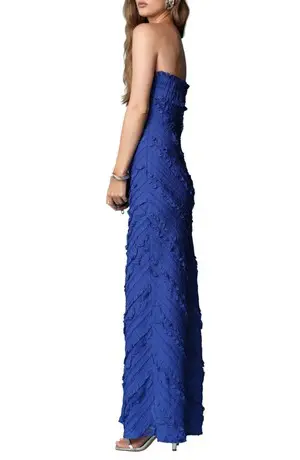 Endless Rose Ruffle Strapless Maxi Dress - Cobalt