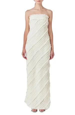 Endless Rose Endless Rose Ruffle Strapless Maxi Dress Ivory