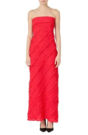 Red Ruffle Maxi Dresses