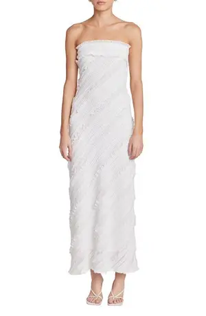 Endless Rose Ruffle Strapless Maxi Dress - White