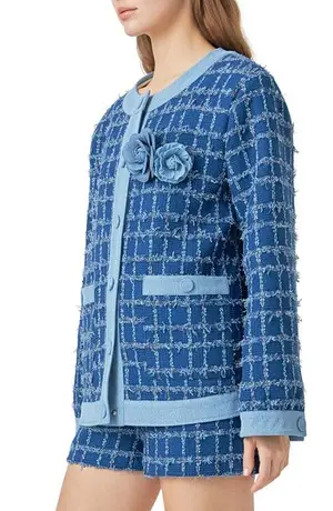 Endless Rose Tweed Jacket - Denim
