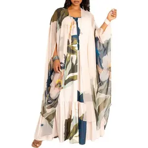 BUXOM COUTURE Floral Robe With Wristband - Beige Multi