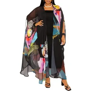 BUXOM COUTURE Floral Robe With Wristband - Black Multi