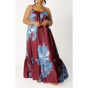 BUXOM COUTURE Floral Print Voluminous Maxi Dress - Brown Multi