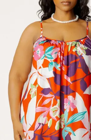 BUXOM COUTURE Floral Print Voluminous Maxi Dress - Red Multi