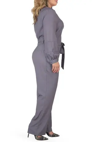 STANDARDS & PRACTICES Long Sleeve Belted Jumpsuit