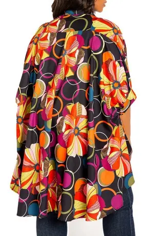 BUXOM COUTURE Mixed Geo Print High-low Shirt - Black Multi