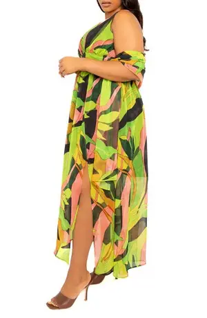 BUXOM COUTURE Abstract Print Maxi Dress