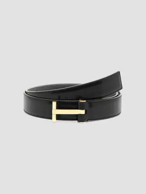 TOM FORD Classic Leather T Belt Black