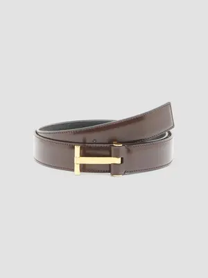 TOM FORD Classic Leather T Belt Coffee