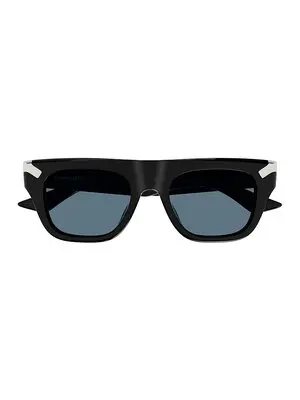 Alexander McQueen Punk Rivet 51mm Square Sunglasses Black Blue