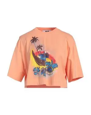 MSGM Printed Cotton T-shirt - Orange